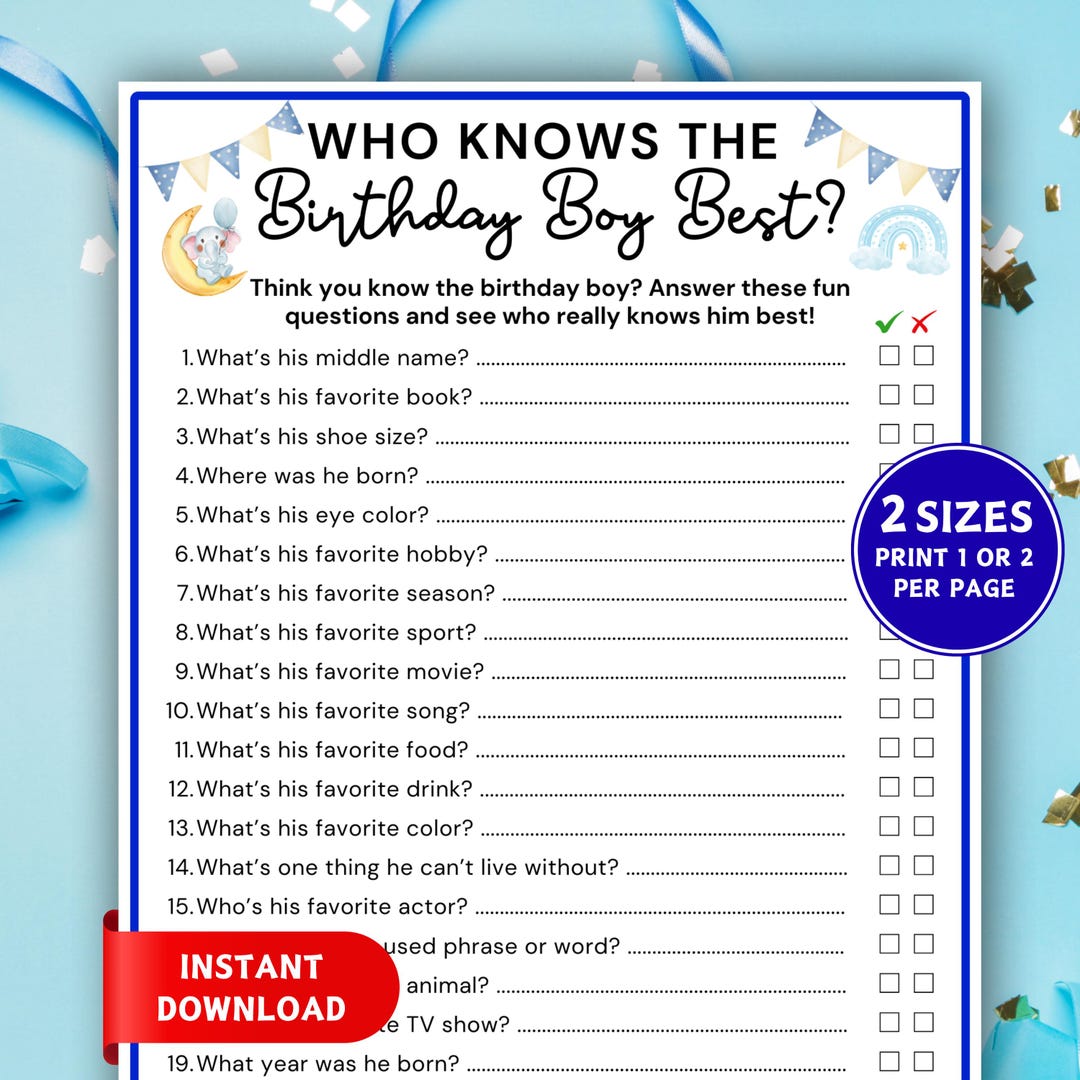 Who Knows the Birthday Boy Best, How Well Do You Know the Birthday Boy ...