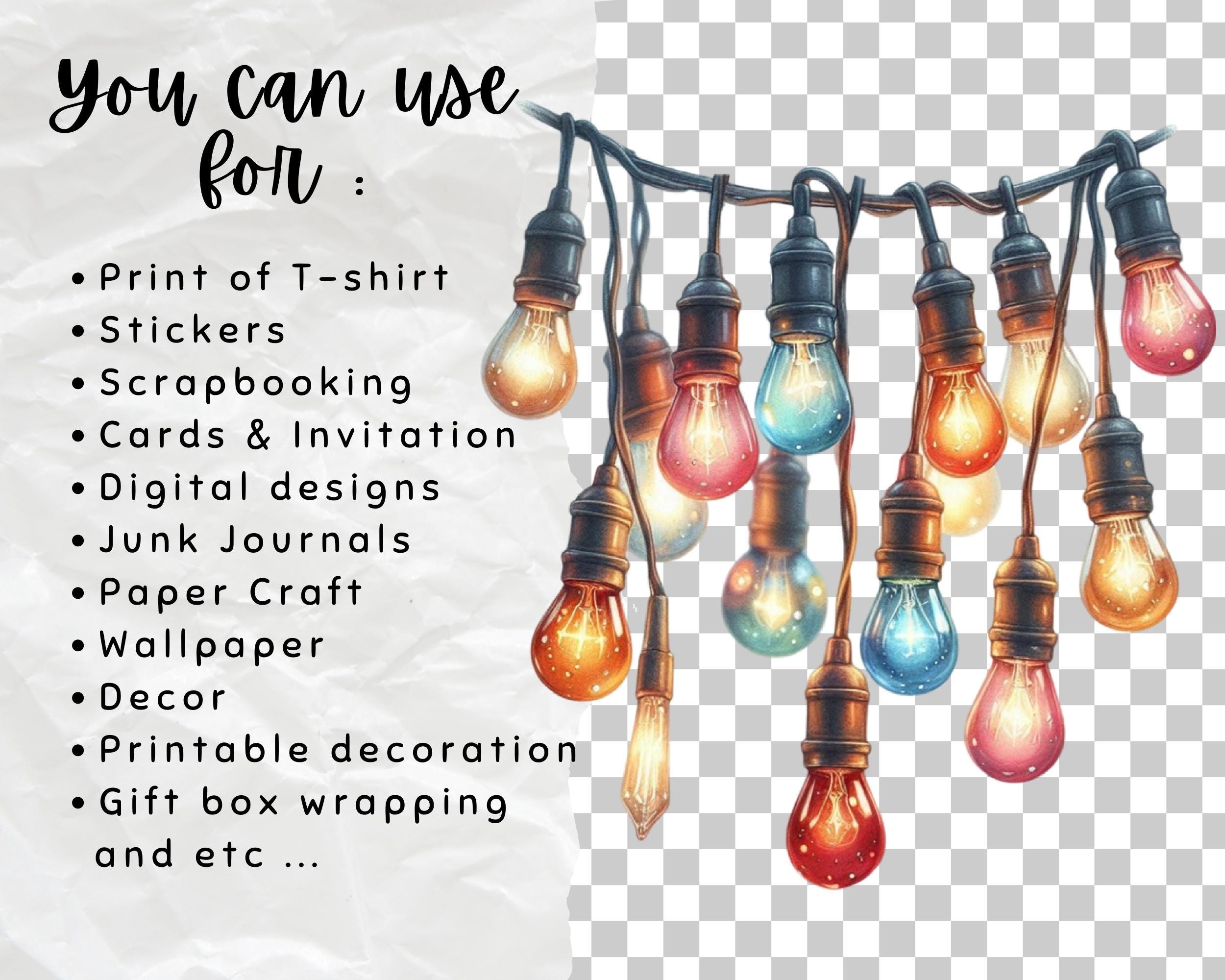 Watercolor Christmas Lights Clipart Bundle, Christmas Clipart ...