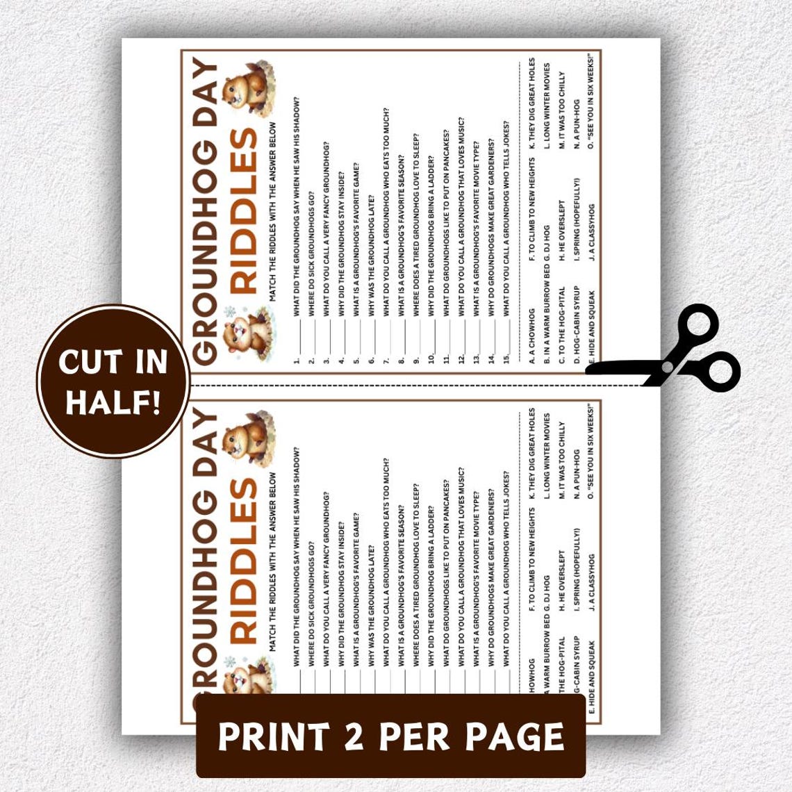 Groundhog Riddles Game With Answers, Printable Trivia Game for Kids ...