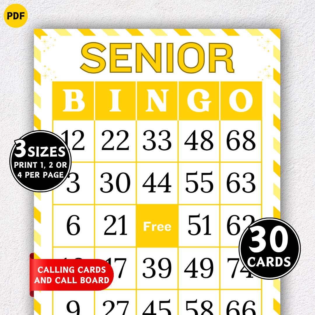 30 Printable Bingo Cards | 1, 2 and 4 per Page, Games for Senior ...
