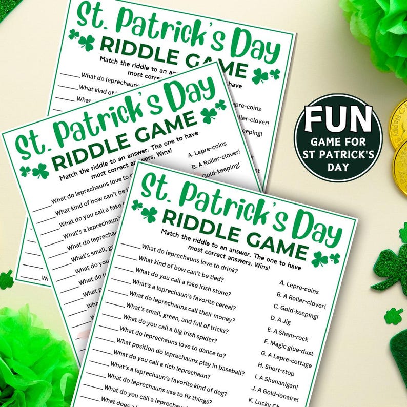 St Patrick’s Day Riddle Game, Printable St Patricks Day Trivia Game ...