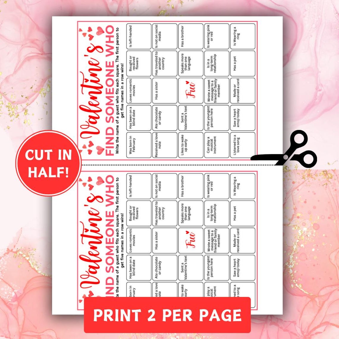 Valentines Day Find Someone Who Game, Valentine's Party Game, Find the ...