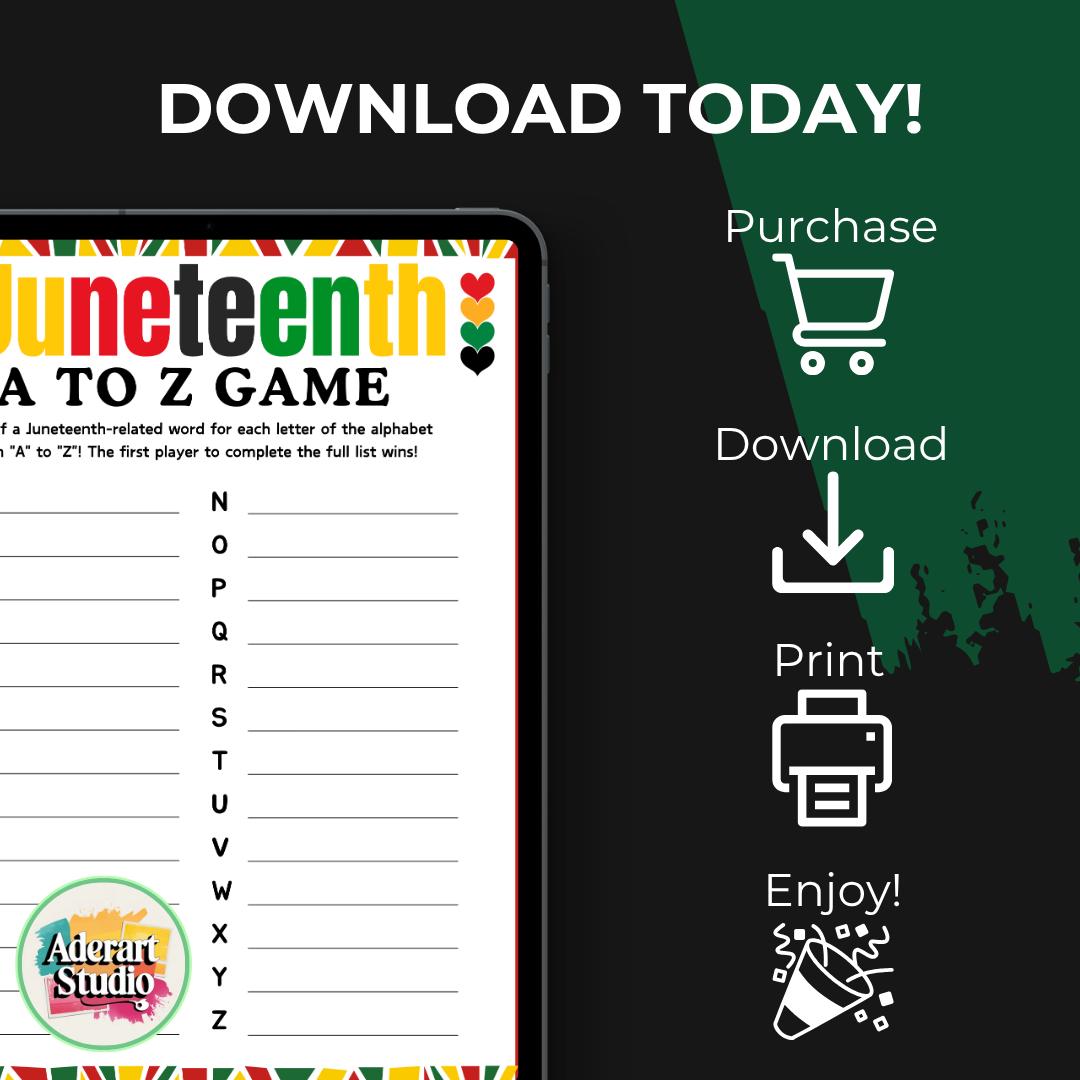 Printable Juneteenth A to Z Game, A-Z Race Game, Juneteenth Games, Fun ...