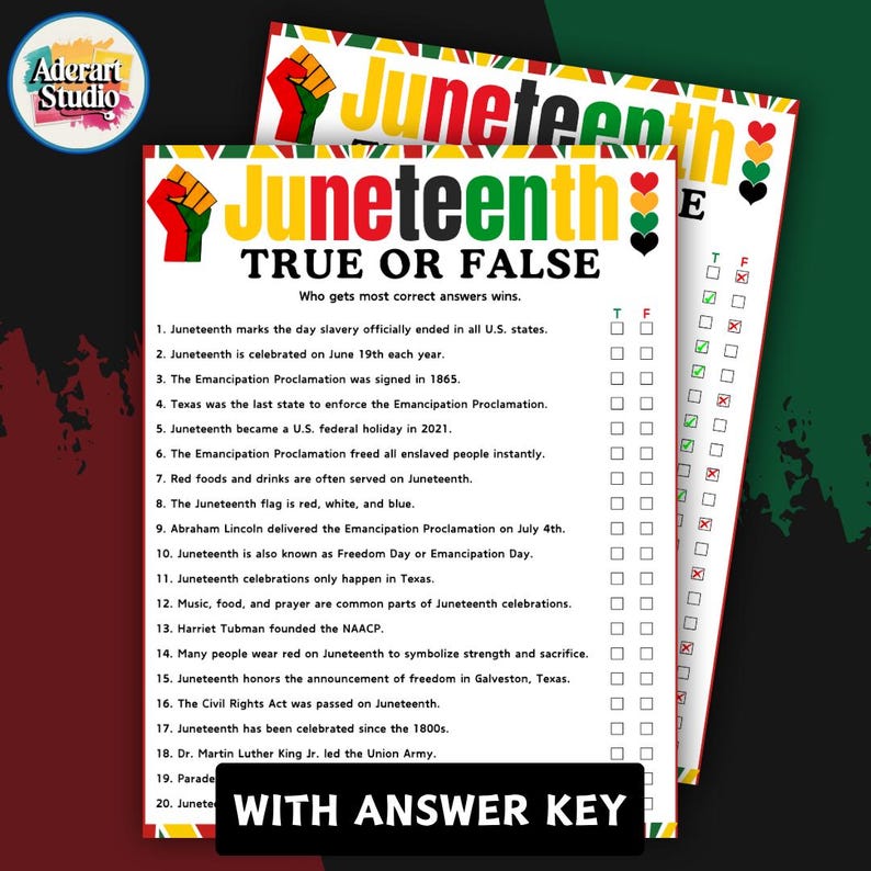 Juneteenth True or False Game, Juneteenth Trivia Quiz, Juneteenth Game ...