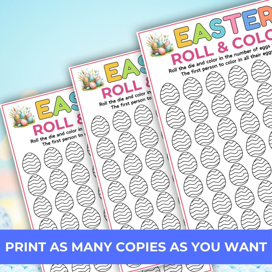 Printable Easter Roll and Color Game, Easter Party Game, Easter Dice ...