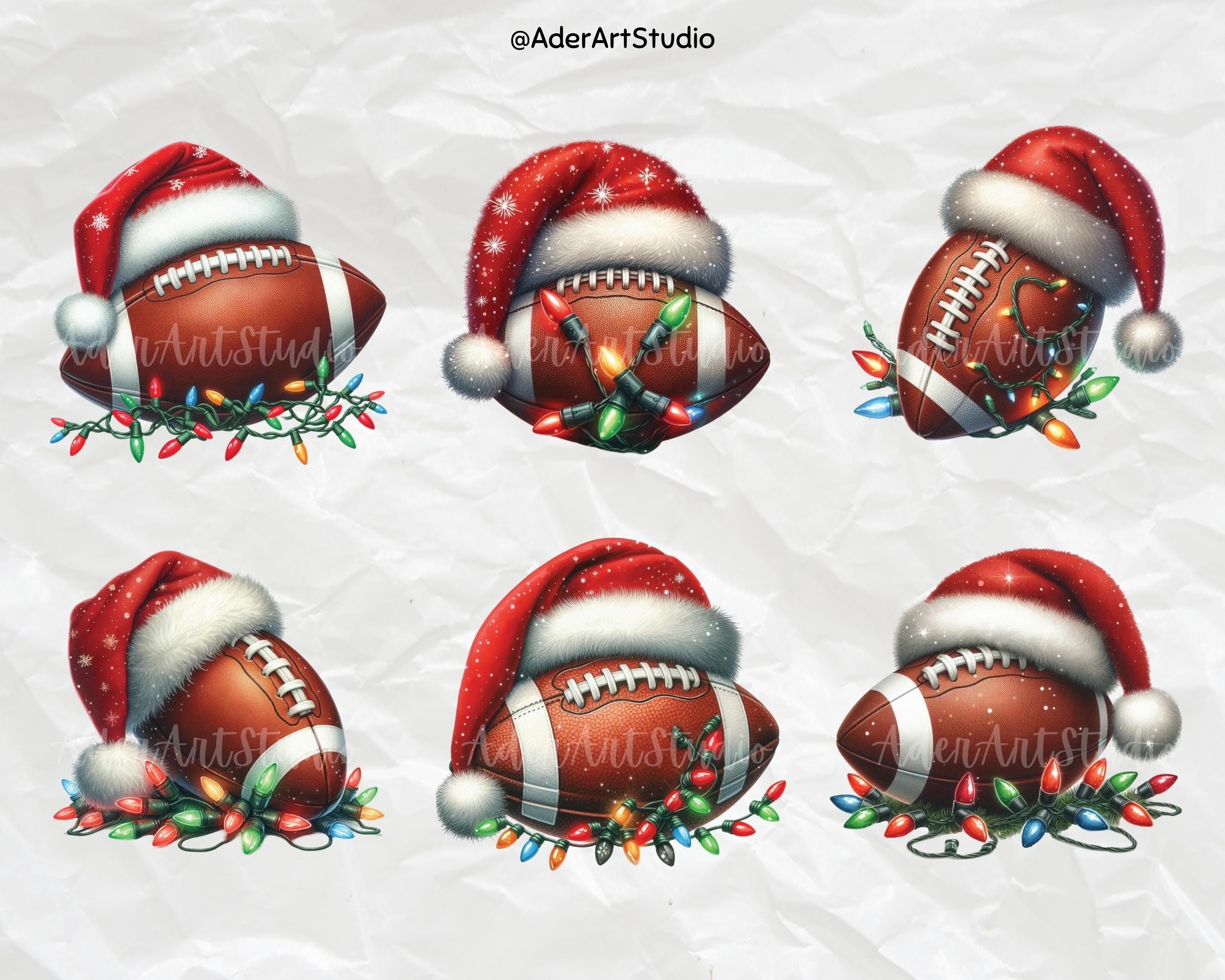 Watercolor Christmas Football Clipart Bundle, American Football Clipart ...