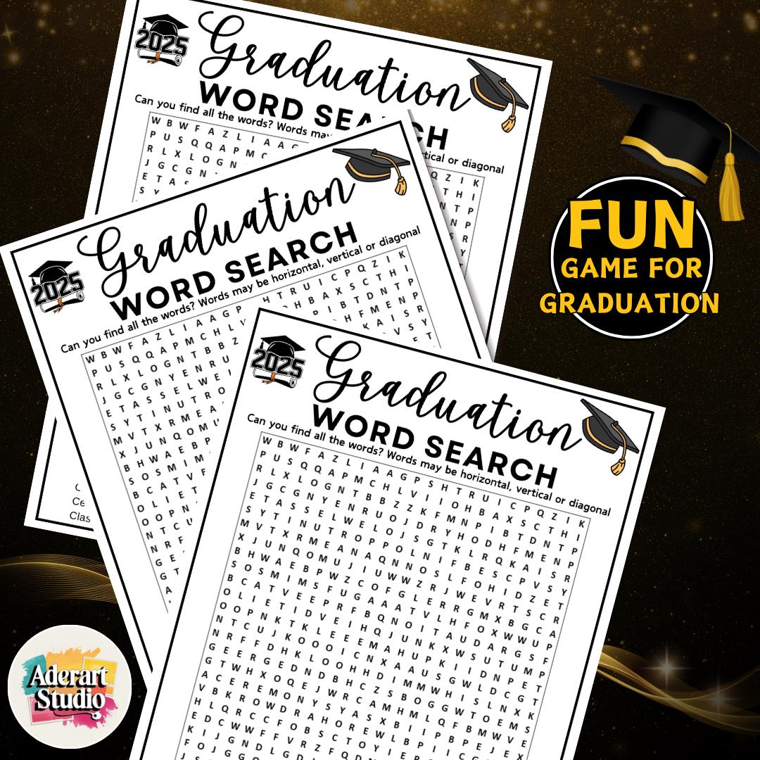 Printable Graduation Word Search Game, Graduation Games, High School or ...
