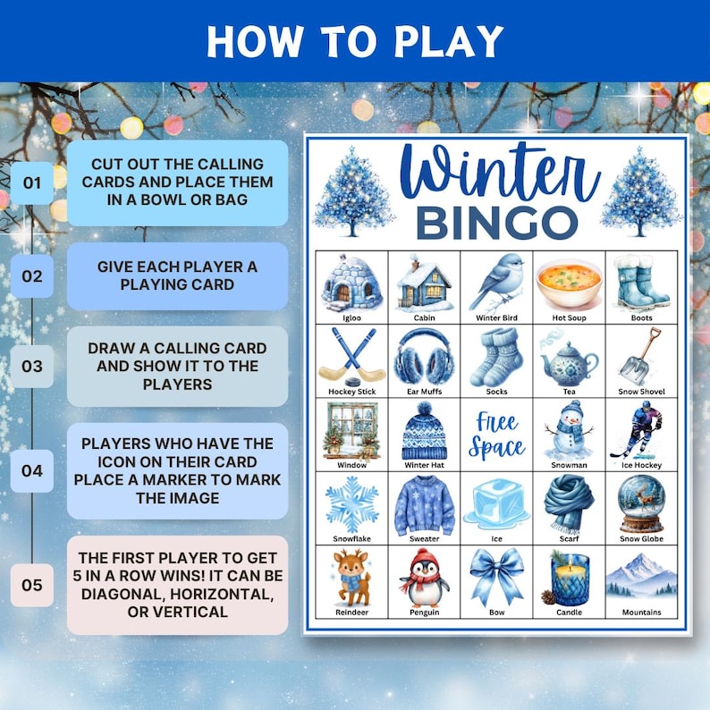 50 Winter Bingo Cards, Winter Bingo, Winter Themed Bingo Cards PDF ...