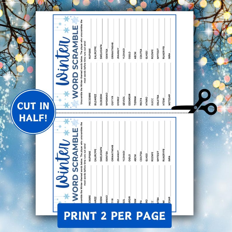 Winter Word Scramble Game, Printable Winter Game, Fun Activity Word ...