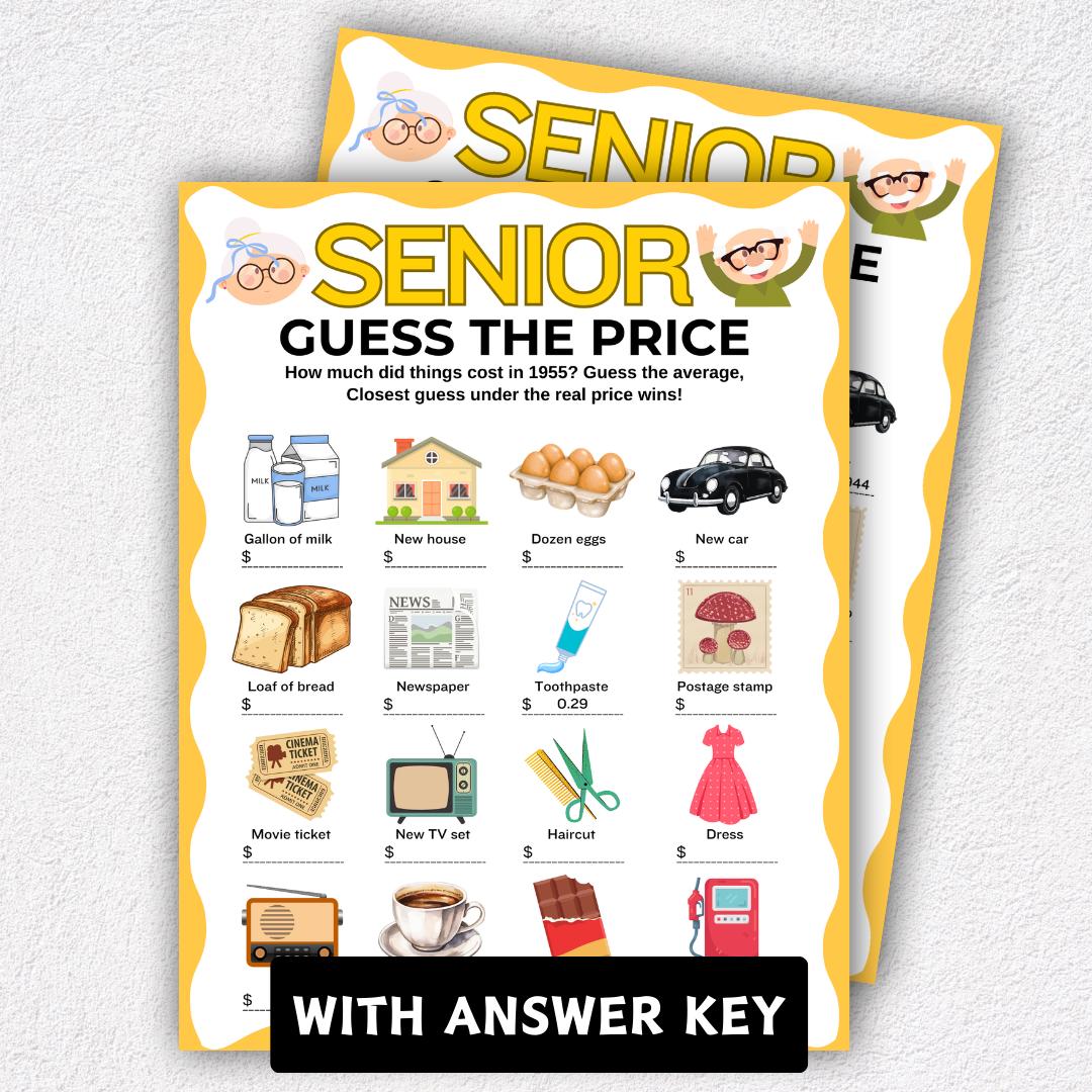 Guess the Price Game, Games for Senior Citizens, Fun Elderly Games ...