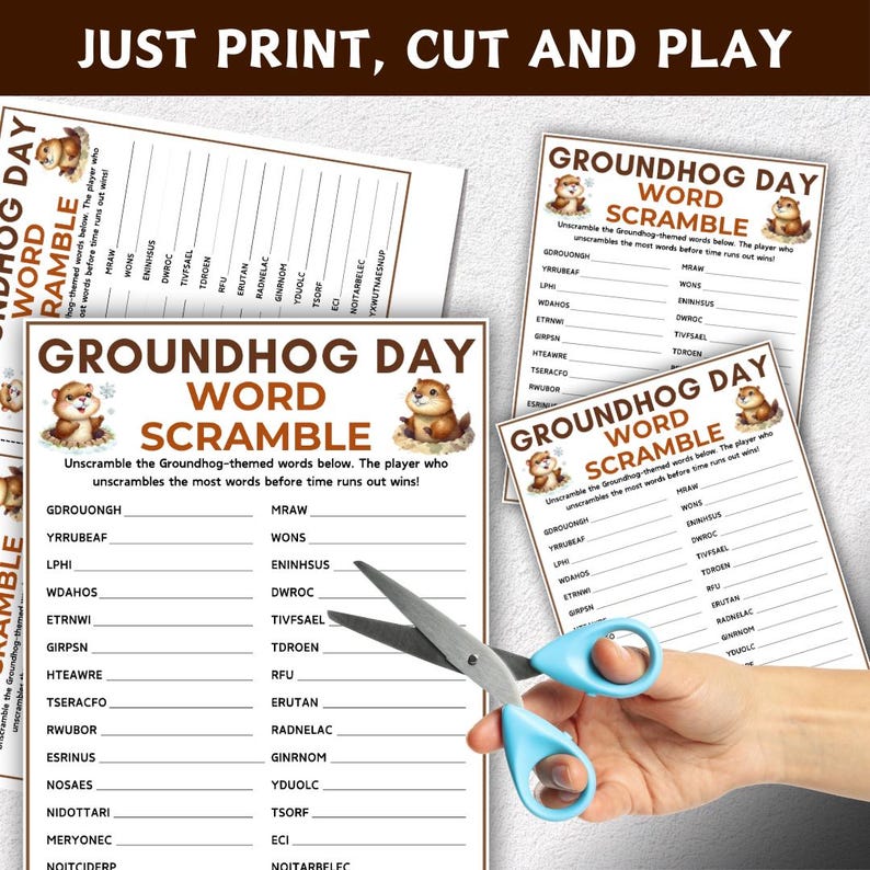 Groundhog Day Word Scramble Game, Printable Groundhog Activity, Word ...