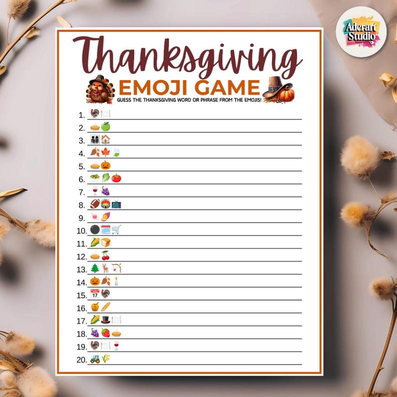 Thanksgiving Emoji Game, Thanksgiving Party Game, Friendsgiving Games ...