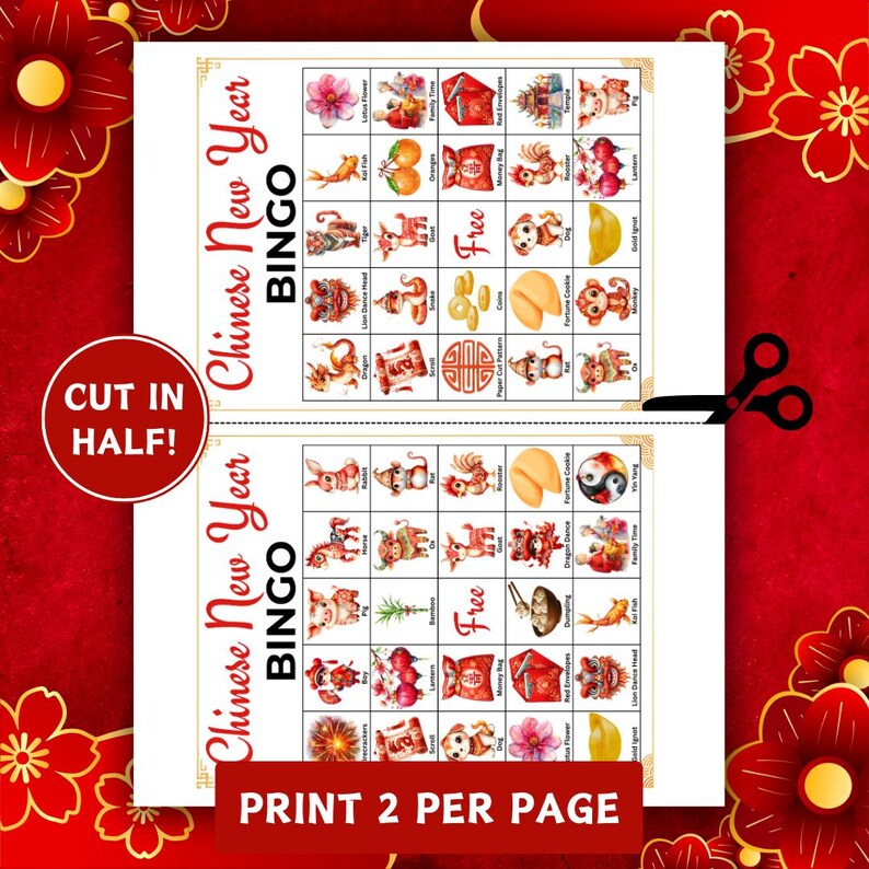 Lunar New Year Bingo, 50 Chinese New Year Bingo Cards, Lunar New Year ...