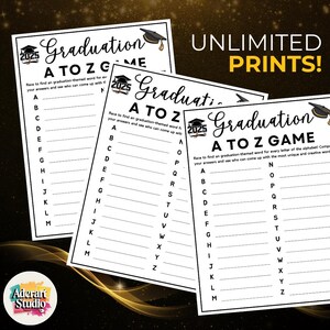 Printable Graduation A to Z Game, A-Z Race Game, Graduation Party Game ...