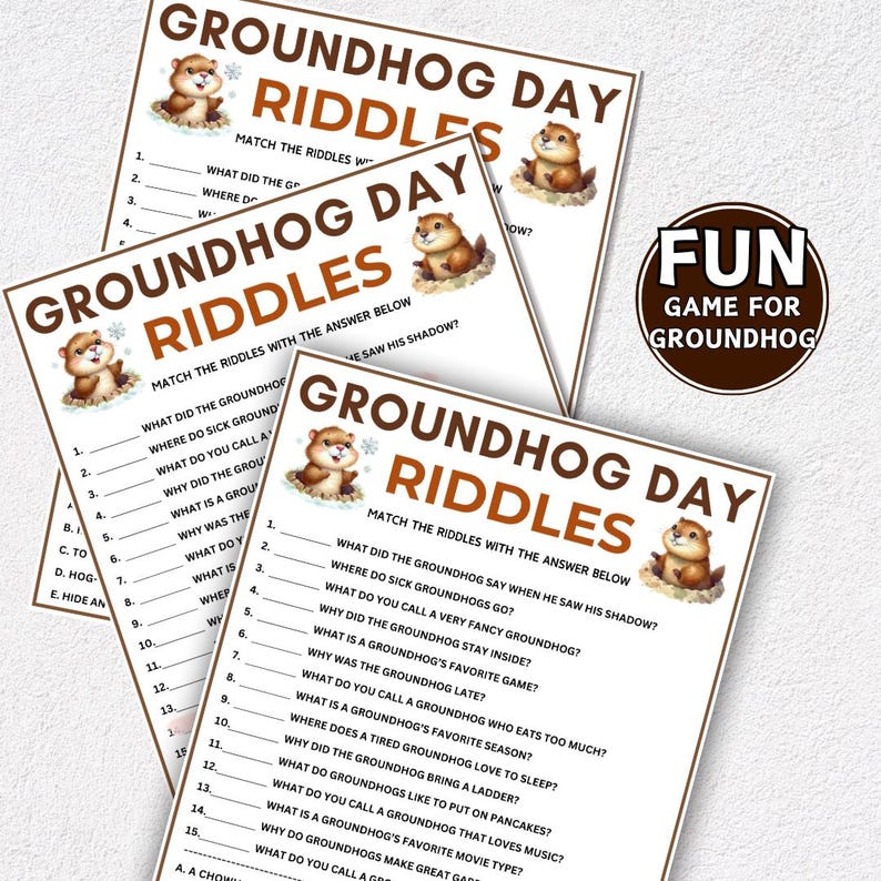 Groundhog Riddles Game With Answers, Printable Trivia Game for Kids ...