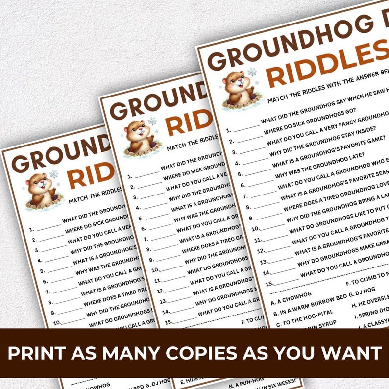 Groundhog Riddles Game With Answers, Printable Trivia Game for Kids ...
