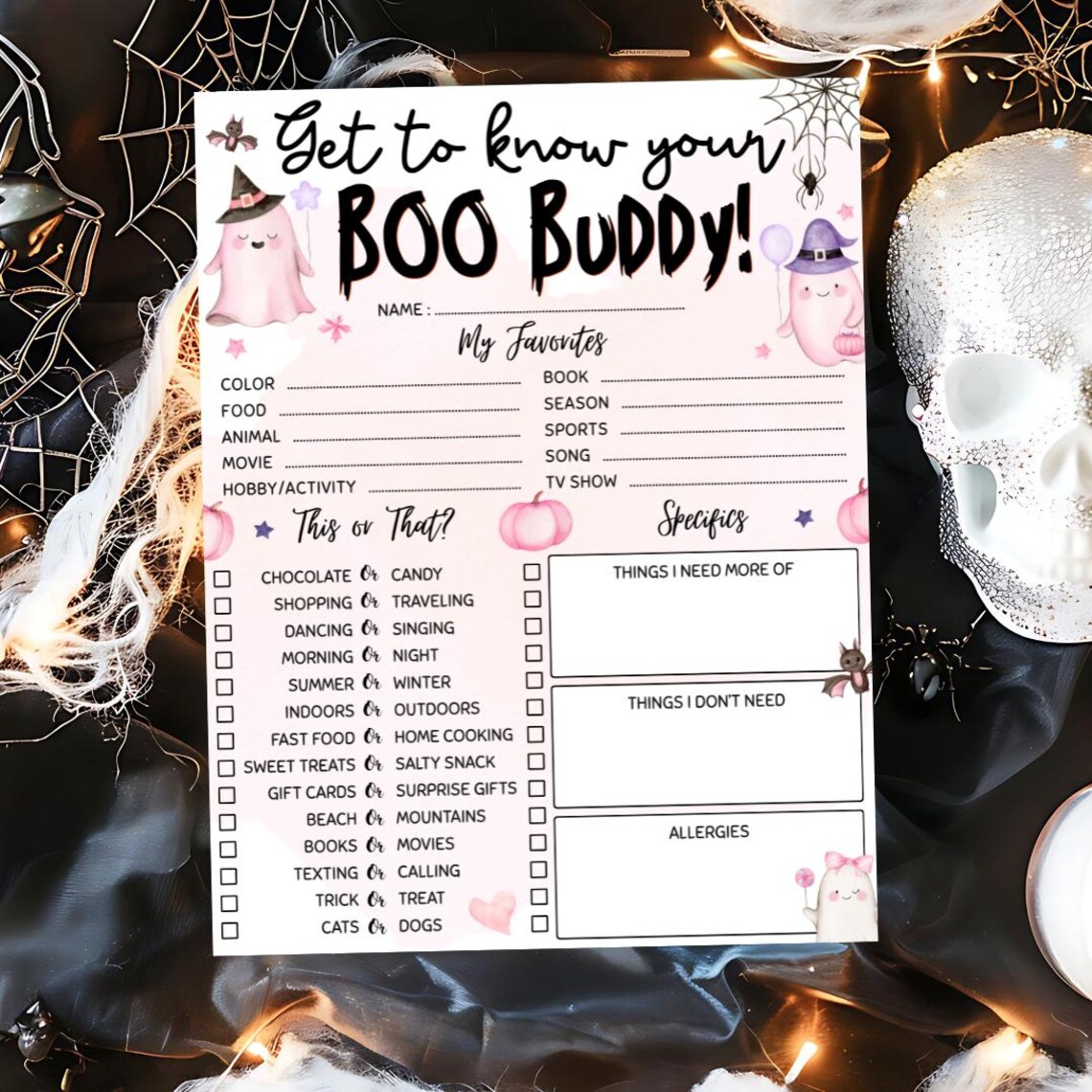 Halloween Boo Buddy Questionnaire, Editable Boo Buddy Canva Template ...
