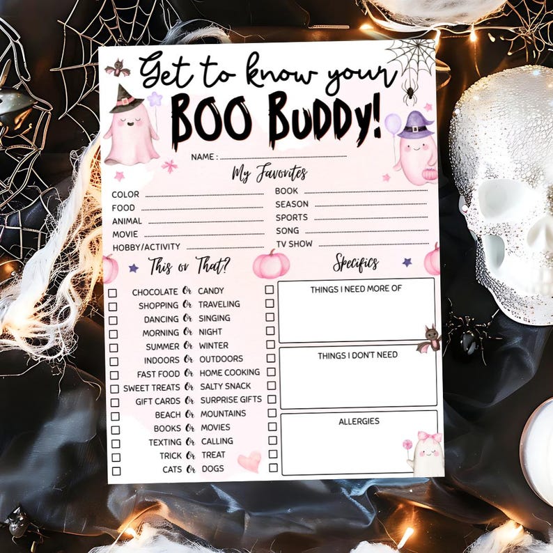 Halloween Boo Buddy Questionnaire, Editable Boo Buddy Canva Template ...