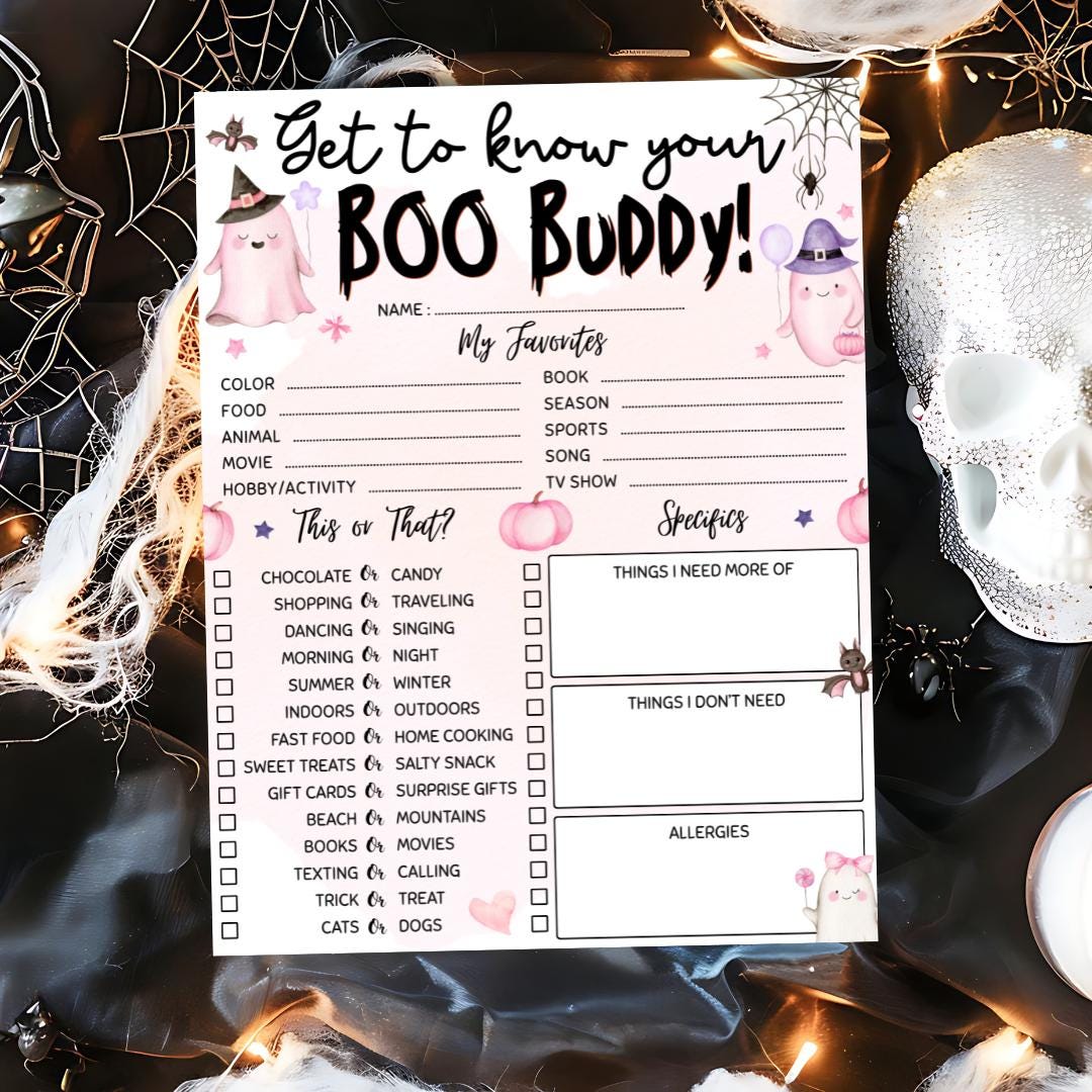 Halloween Boo Buddy Questionnaire, Editable Boo Buddy Canva Template ...