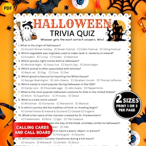 Halloween Trivia Game, Holiday Trivia Quiz, Printable Halloween Game ...