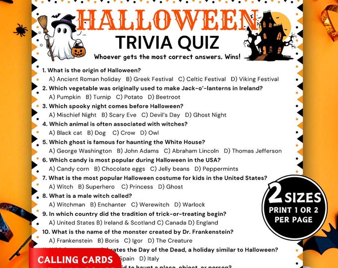 Halloween Trivia Game, Holiday Trivia Quiz, Printable Halloween Game ...