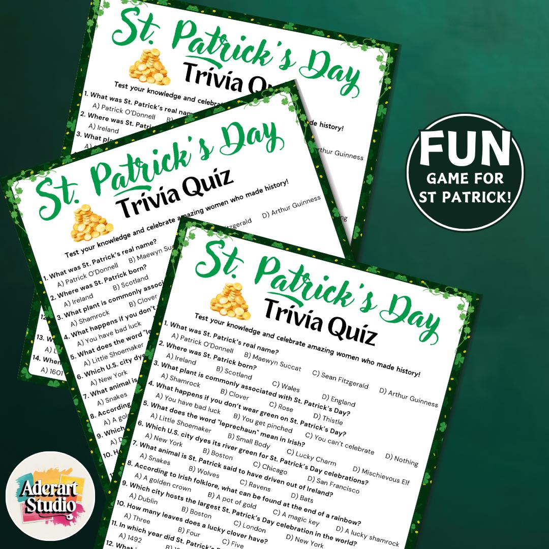 St. Patrick's Day Trivia Game, St Patrick's Day Quiz, Fun St. Paddy's ...