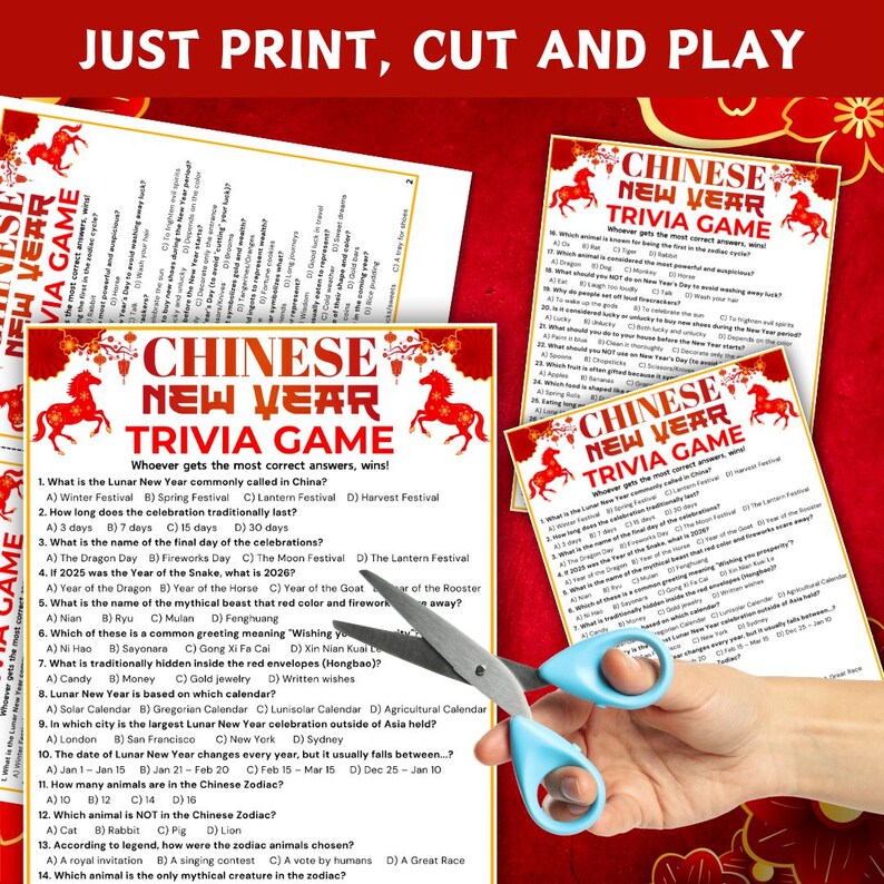 Chinese New Year Trivia Game, Printable Lunar New Year Trivia Quiz ...
