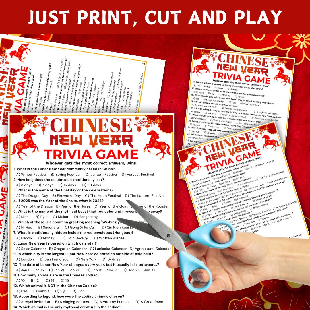 Chinese New Year Trivia Game, Printable Lunar New Year Trivia Quiz ...
