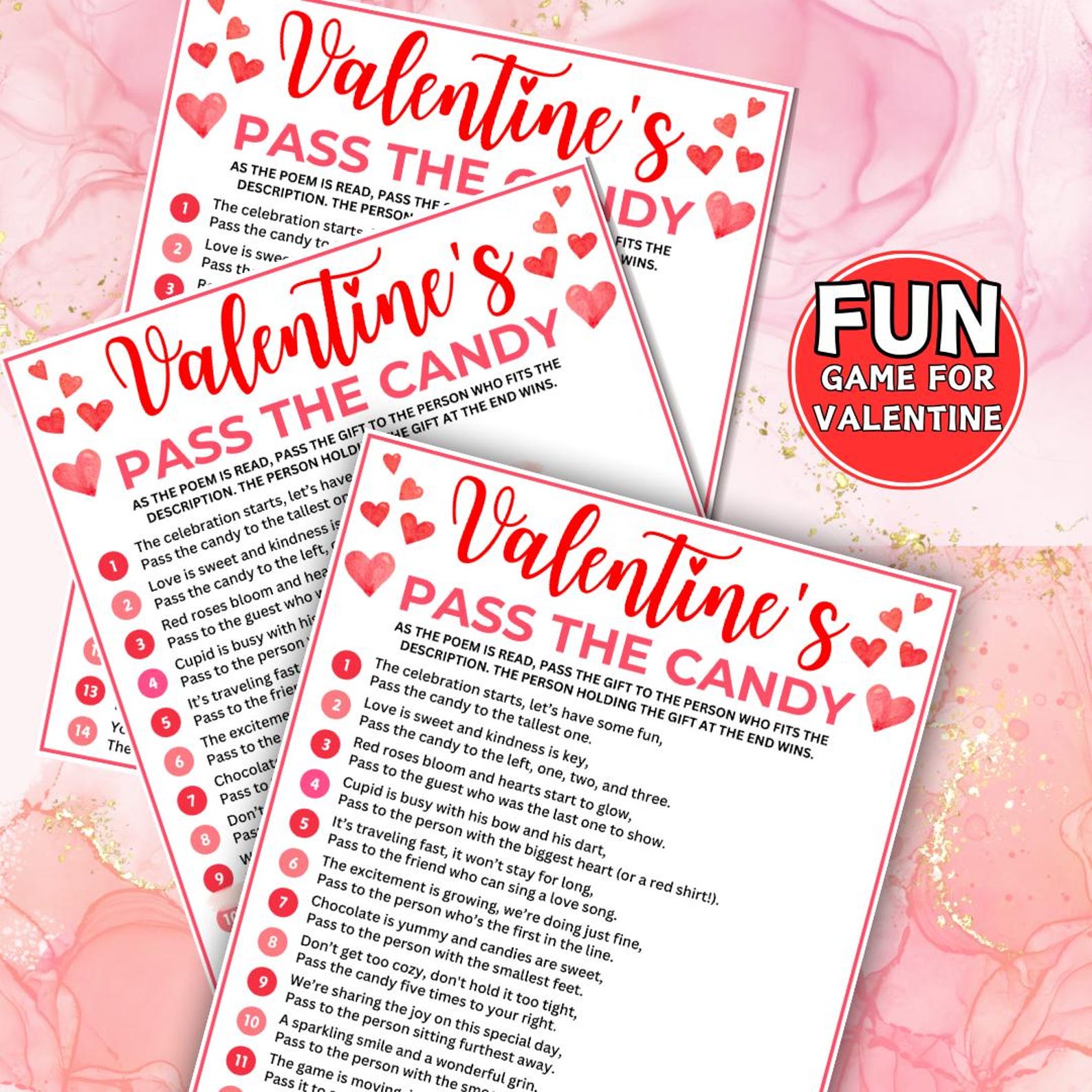 Valentines Pass the Prize Game, Pass the Candy Game, Valentines Day ...