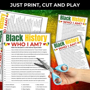 Black History Month Who Am I Game, Black History Trivia, Black History ...