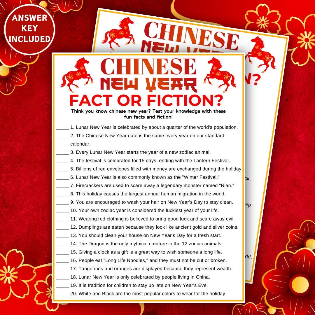 Chinese New Year Fact or Fiction Game, Lunar New Year Activity ...