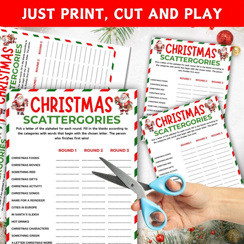 Christmas Scattergories Game, Printable Christmas Games, Category ...