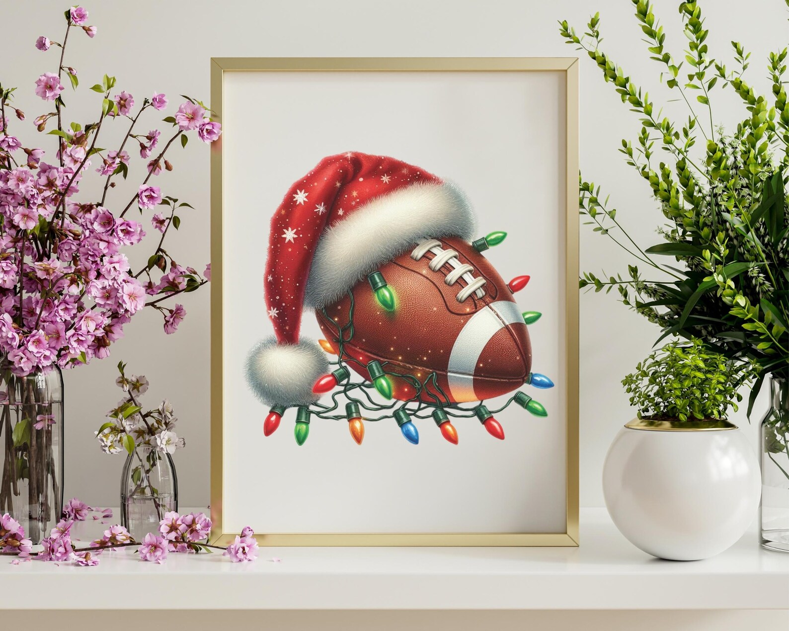 Watercolor Christmas Football Clipart Bundle, American Football Clipart ...