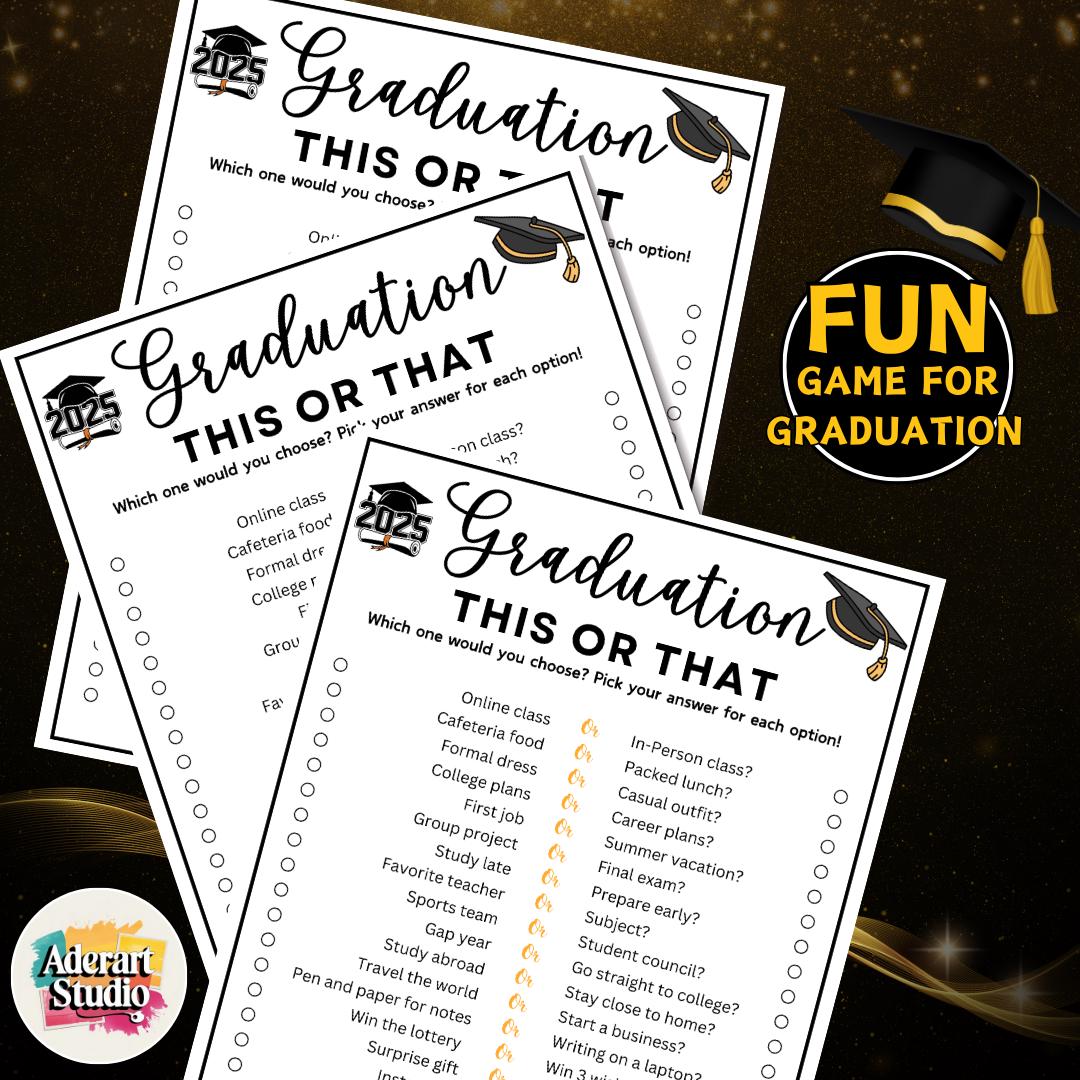Printable This or That Graduation Game, Would You Rather, Graduation ...