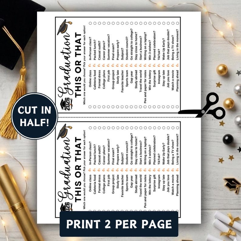 Printable This or That Graduation Game, Would You Rather, Graduation ...