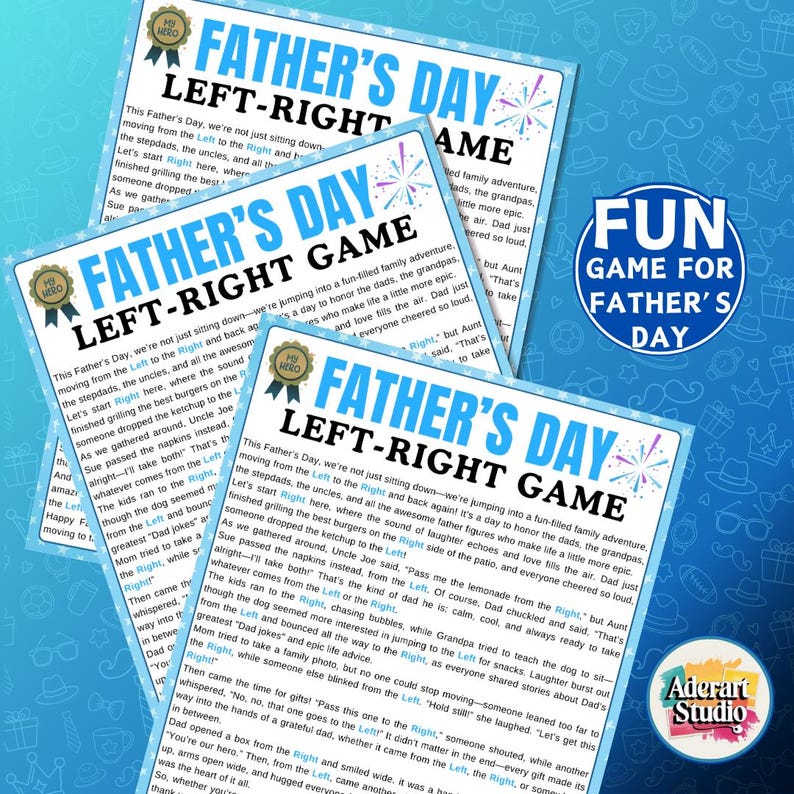 Left Right Father's Day Game, Pass the Prize Gift Exchange Game ...