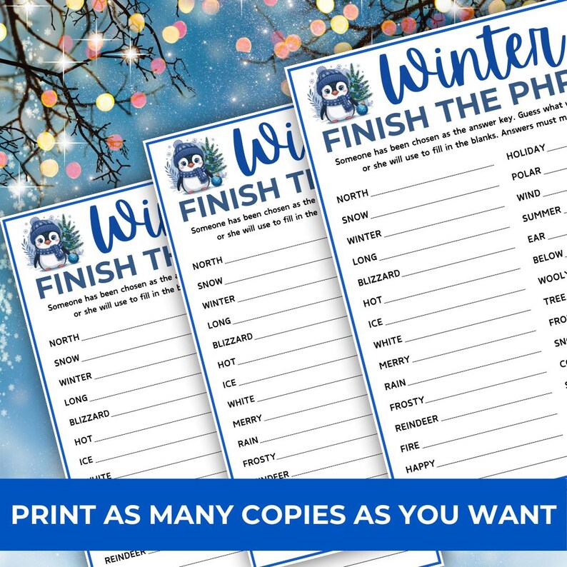 Winter Finish the Phrase Game, Printable Winter Game, Winter Trivia ...