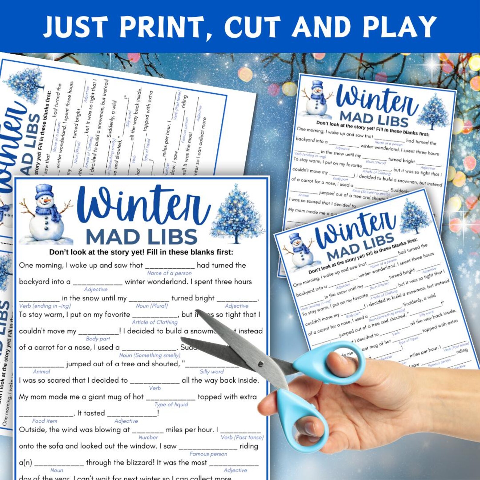 Winter Mad Libs, Printable Winter Game, Winter Party Games, Office ...