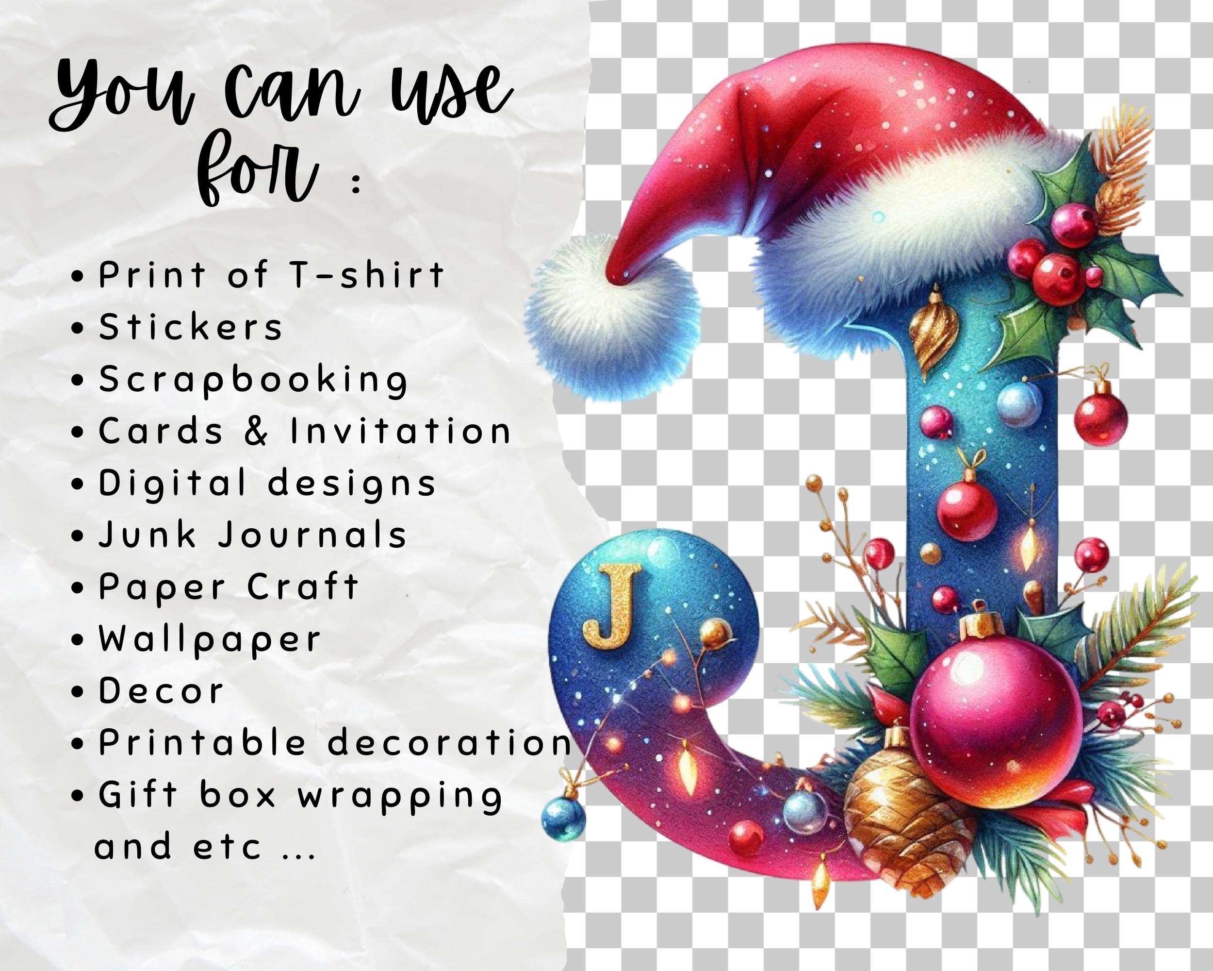 Watercolor Christmas Alphabet Clipart Bundle, Festive Holiday Letters ...