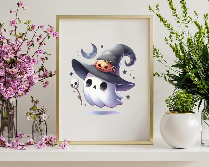Watercolor Halloween Ghost Clipart Bundle, Cute Halloween Ghost ...