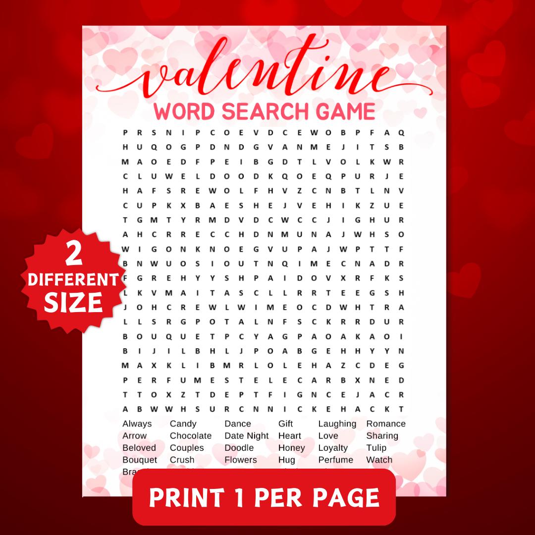 Valentine's Day Word Game Printable Bundle, Valentine Party Games, Fun ...