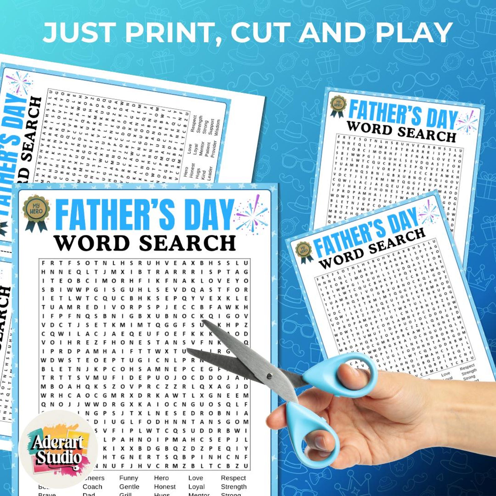 Father's Day Word Search Game, Printable Fathers Day Party Game, Word ...
