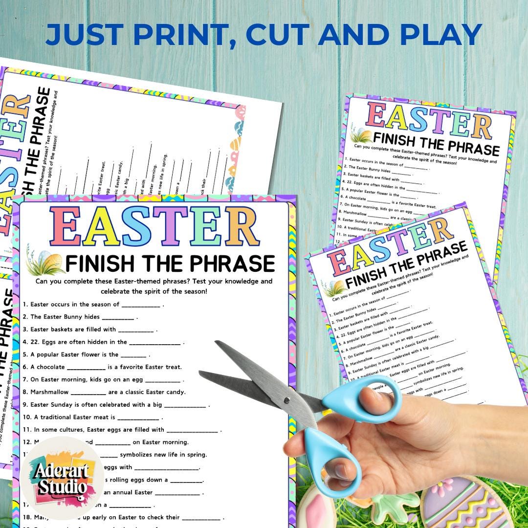 Easter Finish the Phrase Game, Easter Trivia Game, Printable Easter ...
