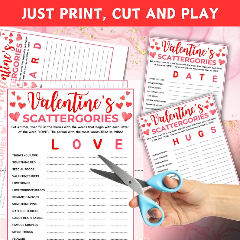 Valentine's Day Scattergories Game, Printable Valentine's Game, Group ...