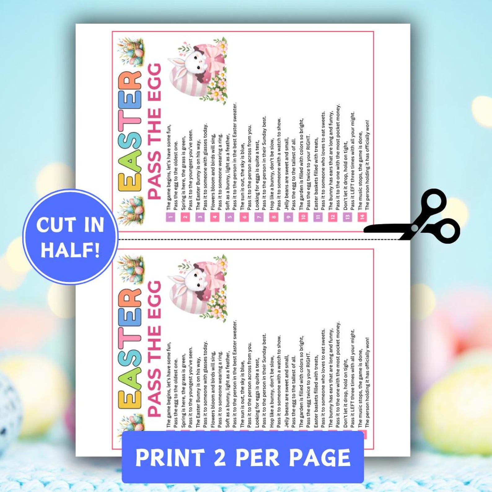 Pass the Egg Game, Fun Printable Easter Game for Kids, Pass the Prize ...