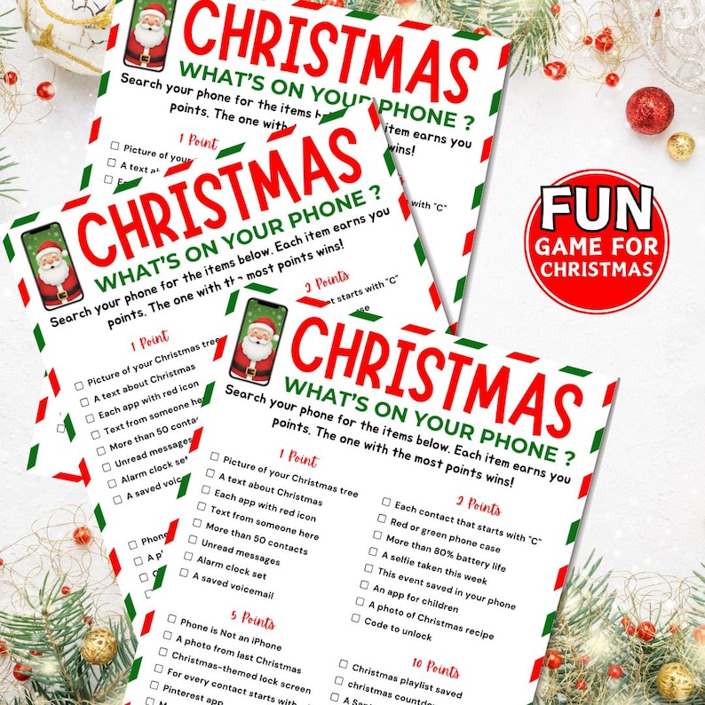 Christmas What's on Your Phone Game, Printable Christmas Party Games ...