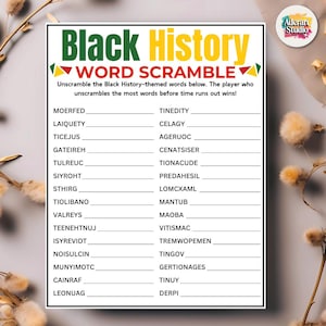 Black History Word Scramble Game, Printable Black History Games ...