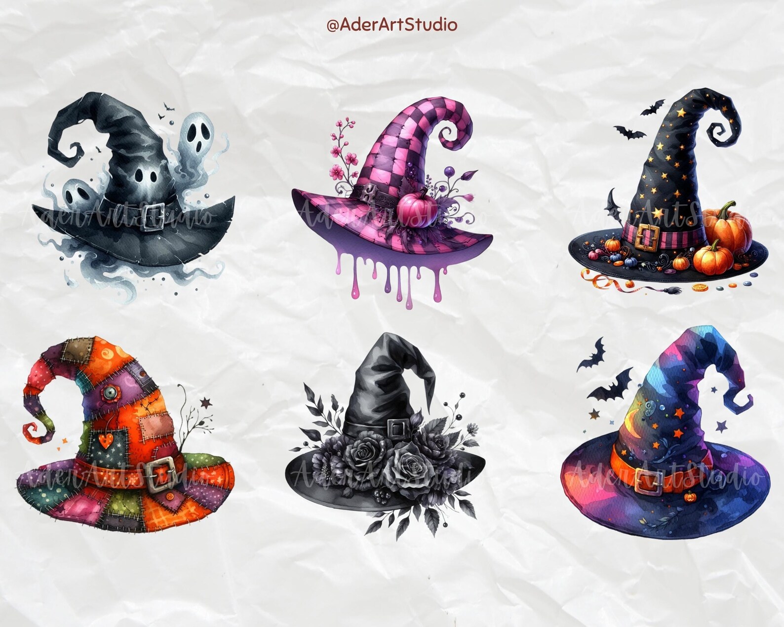 Halloween Witch Hats Clipart Bundle, Witch Hat Clipart, Halloween Witch ...