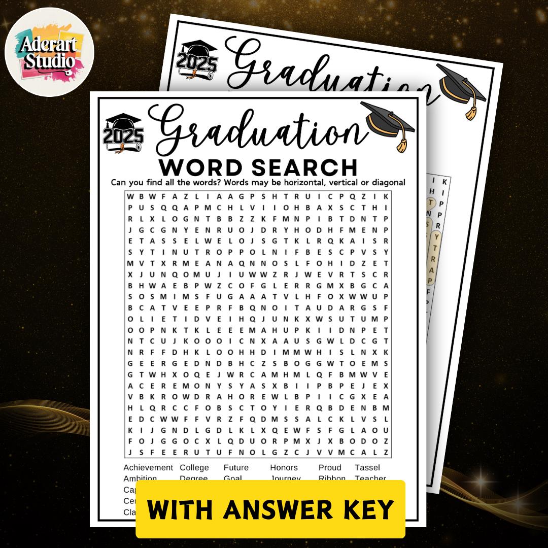 Printable Graduation Word Search Game, Graduation Games, High School or ...