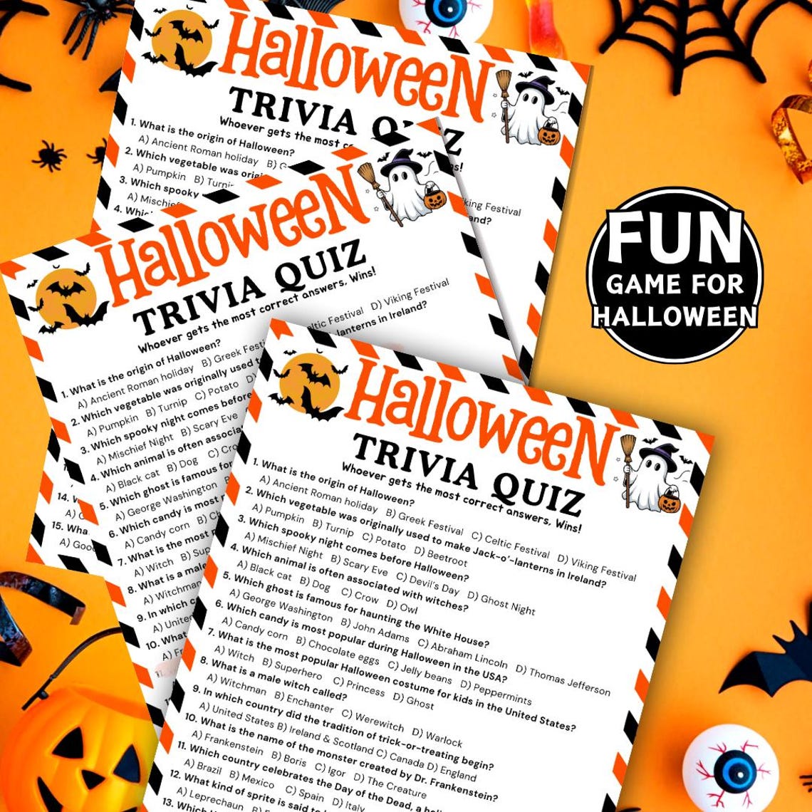 Halloween Trivia Game, Halloween Trivia Quiz, Printable Fun Facts ...
